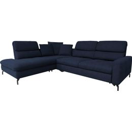 Ecksofa Alina, B:286cm H:127cm T:228cm, blau, Struktur fein TCM (100% Polyester), Wohnzimmer, Sofas, "Louis", Breite 286 cm, R&uuml;ckenlehnenverstellung,