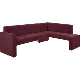 Essbank, B:157cm H:82cm T:245cm, rot, exxpo - SOFA FASHION, Luxus-Microfaser (100% Polyester), K&uuml;che, Sitzb&auml;nke, "Barista, bequem und elegant, hohe