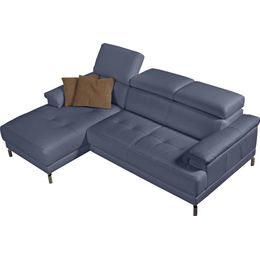 Ecksofa Egoitaliano, B:250cm H:99cm T:166cm, blau, Leder &raquo;BULL&laquo; (echtes Rindsleder). Geschliffenes, pigmentiertes und behandeltes Rindsleder mit