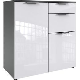 Kombikommode wimex, B:81cm H:84cm T:41cm, grau, Spanplatte, Schlafzimmer, Sideboards, "level36 D by fresh to go", lackierte Fronten Hochglanz,