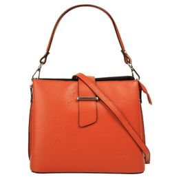 CLUTY Damen Henkeltasche, orange, Leder, leicht gl&auml;nzend, unifarben, Taschen, echt Leder, Made in Italy