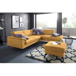 Sit & More Ecksofa SIT & MORE, B:270cm H:80cm T:235cm, gelb, Wohnzimmer, Sofas, "Percy L-Form", 15 cm Fu&szlig;h&ouml;he, Sitztiefenverstellung, wahlweise in 2 Fu&szlig;farben
