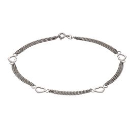 ZEEme Damen Fu&szlig;kette "Silber 925 mit Herz-Motiv 25cm lang", 2,5cm, Silber 925 (Sterlingsilber), wei&szlig;, Silber 925 (Sterlingsilber), Fu&szlig;ketten
