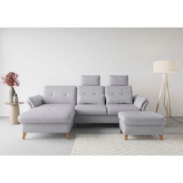 Sit & More Ecksofa SIT & MORE, B:268cm H:90cm T:176cm, silber, Wohnzimmer, Sofas, "G&ouml;teborg", Sitztiefenverstellung und Federkern, wahlweise mit Bettfunktion