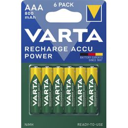 Varta Akkupacks "Recharge Accu Recycled AAA 800 mAh", 1,2 V 800mAh, gelb, Akkumulatoren