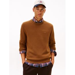 Tommy Hilfiger "ESSENTIAL STRUCTURE CREW NECK mit Struktur und Label" unifarben, casual, regular fit, Baumwolle, Rundhals