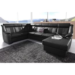 Sit & More Wohnlandschaft SIT & MORE, B:315cm H:98cm T:210cm, schwarz, Luxus-Microfaser Altara Nubuck (100% Polyester);Kunstleder SOFTLUX;NaturLEDER (echtes