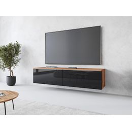 Lowboard Home Affaire, B:140cm H:30cm T:33cm, schwarz, Wohnzimmer, Sideboards, "LOWBOARD D, wahlweise mit oder ohne Beleuchtung", modernes TV-Board