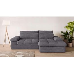 Ecksofa Home Affaire, B:274cm H:106cm T:203cm, grau, 83% Polyester, 17% Nylon, Wohnzimmer, Sofas, "ALVERIE mit Recamiere, moderne Steppung, Ma&szlig;e:
