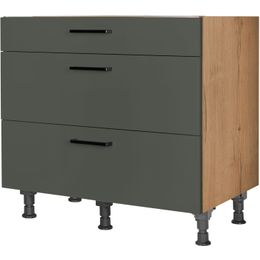 Kochfeldumbauschrank Nobilia, B:90cm H:87cm T:58,3cm, gr&uuml;n, Schr&auml;nke, ""Easytouch", vormontiert, mit Schubkasten und Ausz&uuml;gen", in den Breiten 60 und