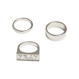 MisterTee Damen Ring-Set "MisterTee Unisex Pray Ring Set", L/XL, Kupfer Zink, silber, Kupfer, Zink, Fingerringe