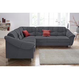 Sit & More Ecksofa SIT & MORE, B:264cm H:86cm T:244cm, grau, Bedruckte Microfaser (100% Polyester);Luxus-Microfaser ALTARA NUBUCK (100% Polyester);Struktur