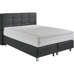 Boxspringbett, B:155cm L:210cm, grau, Westfalia Schlafkomfort, Bezug: Kunstleder, Polyurethan;Polsterung: 100% Polyester, Komplettbetten, mit Kn&ouml;pfen