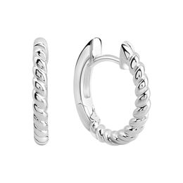 Vivance Damen Paar Creolen "925/- Sterling Silber rhodiniert glanz", one-size, Silber 925 (Sterlingsilber), wei&szlig;, Silber 925 (Sterlingsilber),