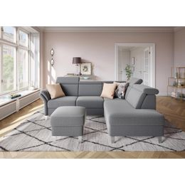 Sit & More Ecksofa SIT & MORE, B:245cm H:84cm T:193cm, grau, Wohnzimmer, Sofas, "Vincenzo L-Form", inklusive Kopfteilverstellung, wahlweise mit Bettfunktion,