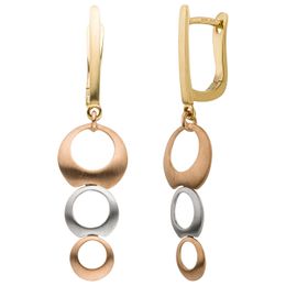 Jobo Damen Paar Ohrh&auml;nger, Gelbgold 585 Ros&eacute;gold 585 Wei&szlig;gold 585, gold, Gelbgold 585, Ros&eacute;gold 585, Wei&szlig;gold 585, Ohrringe, 585 Gold tricolor