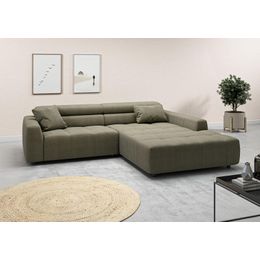 Ecksofa 3C CANDY, B:258cm H:68cm T:217cm, gr&uuml;n, 100% Polyester, Wohnzimmer, Sofas, "Denver auch mit Cord- und Easy care-Bezug, Kopfteilverstellung