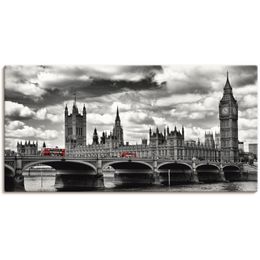 Artland "London Westminster Bridge & Red Buses" Gro&szlig;britannien 1 Stk. tlg. auf Holzrahmen gespannt