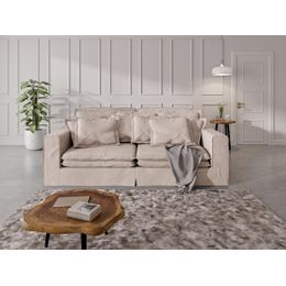 4-Sitzer Home Affaire, B:240cm H:94cm T:146cm, beige, 92% Polyester, 8% Nylon, Sofas, "ALISSAS mit vielen Kissen, Biesen an den Kissen", Hussenoptik,