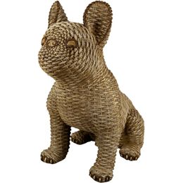 Tierfigur, B:29cm H:33cm T:18cm, braun, CASABLANCA BY GILDE, Kunstharz, Dekofiguren, "Mops in Rattanoptik"