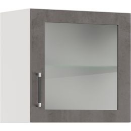 Glash&auml;ngeschrank IMPULS K&Uuml;CHEN, B:60cm H:57,9cm T:34,2cm, grau, Dekorfolie, Glas, Holzwerkstoff, K&uuml;che, Schr&auml;nke, ""Prag", Breite/H&ouml;he: 50 oder