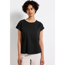 Street One Damen T-Shirt, schwarz, Gr. 36, unifarben, Web, 50% Modal, 50% Baumwolle, Shirts, im soften Baumwoll-Mix