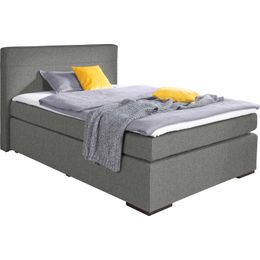Boxspringbett Alina, B:133cm L:214cm, grau, Feinstruktur TRA (100% Polyester), Jugendzimmer, Komplettbetten, "Nikki", inklusive Matratze und Topper,