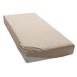 Spannbettlaken Elegante, beige, Mako-Jersey, Obermaterial: 97% Baumwolle, 3% Elasthan, Bettlaken, "Mako-Jersey", in hochwertiger Qualit&auml;t mit