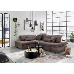 Ecksofa, B:291cm H:80cm T:226cm, braun, SET ONE BY Musterring, Wohnzimmer, Sofas, "SO 4100 mit komfortablen Federkern und Kopfteilverstellung",