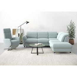 Sit & More Ecksofa SIT & MORE, B:247cm H:85cm T:222cm, blau, Wohnzimmer, Sofas, "Grenoble L-Form mit Federkern", wahlweise mit Bettfunktion, Bettkasten, Arm-
