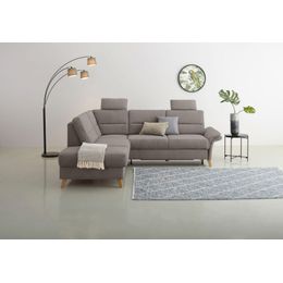 Ecksofa Home Affaire, B:238cm H:90cm T:213cm, braun, 100% Polyester, Wohnzimmer, Sofas, "Westerland L-Form", Federkern-Polsterung, wahlweise mit