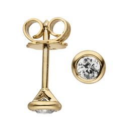 Jobo Damen Paar Ohrstecker "Ohrringe Solit&auml;r Diamanten Brillanten 0,14 ct.", 4,1mm, SI = kleine Einschl&uuml;sse, Diamanten Gelbgold 585, gelb, Diamanten,