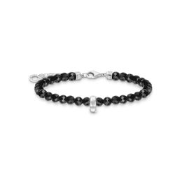 Thomas Sabo Damen Armband "rosa Perlen, schwarze Perlen, A2097-034-9-L19V, A2097-130-11-L19V", 19, Silber 925 (recycelt), silber, Silber 925
