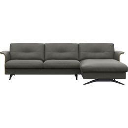 Ecksofa FLEXLUX, B:273cm H:81cm T:158cm, grau, 100% Echteder, Wohnzimmer, Sofas, "Glow, super bequem durch hochwertigem Sitzaufbau mit Federkern,
