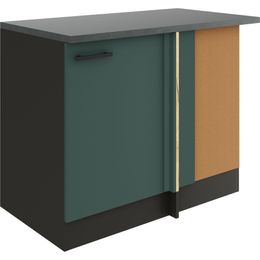 Eckunterschrank Optifit, B:100cm H:84,8cm T:60cm, gr&uuml;n, Holzwerkstoff, K&uuml;che, Schr&auml;nke, "Palma", Breite 100 cm, T&uuml;ranschlag wechselbar