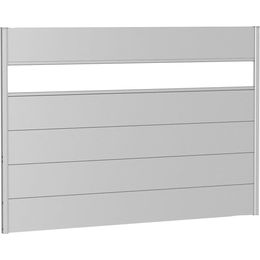 Sichtschutzelement BioHort, H:137cm L:194cm, grau, Stahlblech, Garten, Zaunelemente, 5 Metall-Paneele, 1 Acrylglas-Paneel und 2 Schienen, LxH: