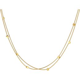 Firetti Damen Kette ohne Anh&auml;nger "Schmuck Geschenk Edelstahl Layer doppelreihig mit w&uuml;rfelf&ouml;rmigen Cube", Edelstahl, L: 45, gold, Edelstahl,