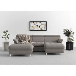 Sit & More Ecksofa SIT & MORE, B:257cm T:166cm, grau, 100% Polyester, Wohnzimmer, Sofas, "Marano L-Form", inklusive Kopfteilverstellung, wahlweise mit