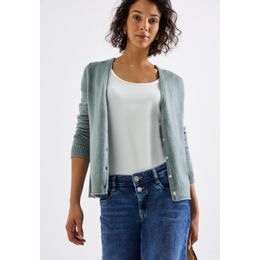 Street One Damen Cardigan, blau, Gr. 34, meliert, Strick, Obermaterial: 37% Baumwolle, 34% Polyacryl, 26% Polyester, 3% Elasthan, Strickjacken, mit