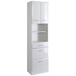 Hochschrank Welltime, B:50cm H:193cm T:34cm, wei&szlig;, MDF, Spanplatte, Badezimmer, Schr&auml;nke, "Neapel", Breite 50 cm, mit Hochglanzfronten und eleganter