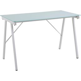 Schreibtisch Inosign, B:113cm H:73cm T:58cm, wei&szlig;, Pulverbeschichtetes Metall, Platte Sicherheitsglas, Kinderzimmer, Tische, "Tullia", mit Platte aus