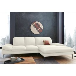 Ecksofa W.Schillig, B:310cm H:87cm T:185cm, wei&szlig;, Chenille-Flachgewebe R66 (85% Polyester, 15% Nylon);Longlife Xtra-Leder Z59: Glattleder mit