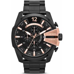 Diesel Herren Chronograph "MEGA CHIEF", schwarz, Armbanduhren, Quarzuhr, Armbanduhr, Herrenuhr, Stoppfunktion, Edelstahlarmband