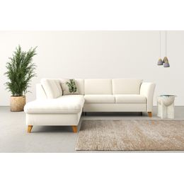 Ecksofa Home Affaire, B:252cm H:86cm T:213cm, beige, 100% Polyester, Wohnzimmer, Sofas, "Trelleborg L-Form", Federkern-Polsterung, wahlweise mit