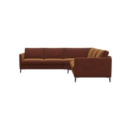 Ecksofa FLEXLUX, B:249cm H:85cm T:92cm, braun, 100% Polyester, Wohnzimmer, Sofas, "Fiore, L-Form, bequem und komfortabel durch hochwertigem