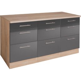 Unterschrank Optifit, B:150cm H:84,8cm T:60cm, grau, K&uuml;che, Schr&auml;nke, "Tula", Breite 150 cm