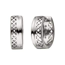 Jobo Damen Paar Creolen, 15,6mm, Silber 925 (Sterlingsilber), silber, Silber 925 (Sterlingsilber), Ohrringe, 925 Silber bicolor vergoldet mit Zirkonia