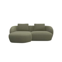 Wohnlandschaft FLEXLUX, B:217cm H:85cm T:146cm, gr&uuml;n, 100% Polyester, Sofas, "Torino, rund, L-Form, Sofa-Ecke mit Recamiere, Longchair-Sofa",