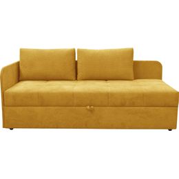 Schlafsofa Alina, B:205cm H:73cm T:95cm, gelb, Struktur fein XBO (100% Polyester), Jugendzimmer, Sofas, "Marla", inkl. Stauraum & 2 R&uuml;ckenkissen,