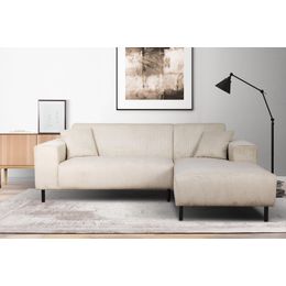 Ecksofa Home Affaire, B:235cm H:81cm T:163cm, beige, 100% Polyester, Wohnzimmer, Sofas, "ARROS L-Form mit Wellenunterfederung, Ma&szlig;e B/T/H: 235/163/81